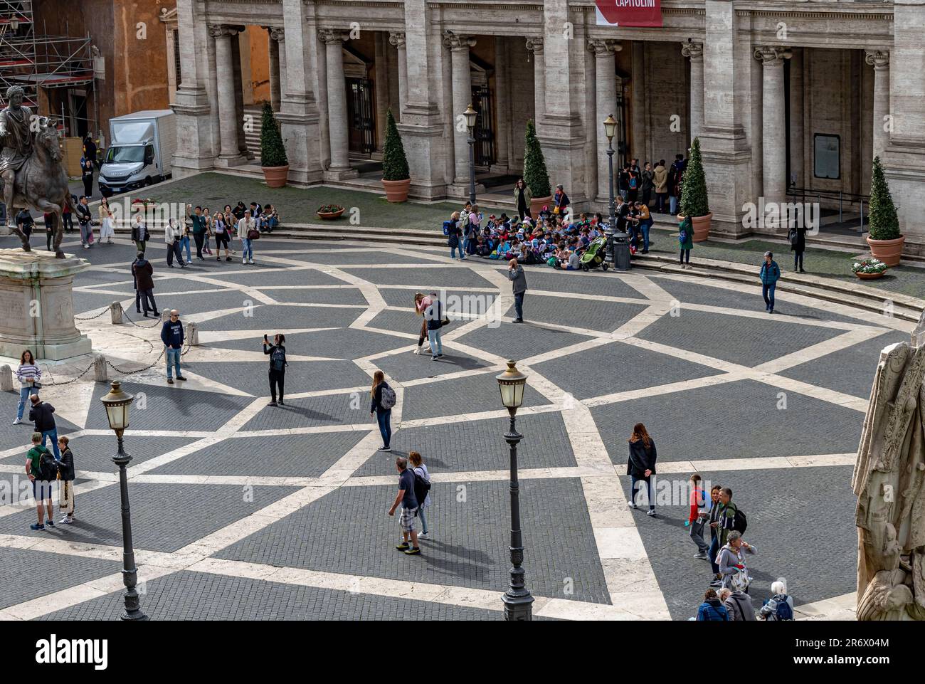 People walking in Piazza del Campidoglio,a public square beautifully ...