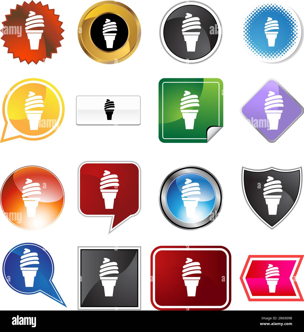 Ice cream cone icon set isolated on a white background Stock Vector ...