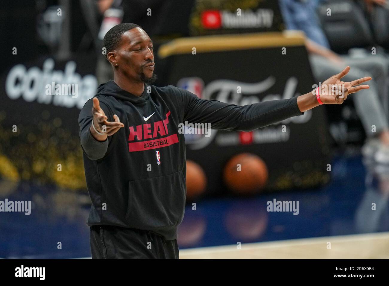 Miami Heat center Bam Adebayo reacts to a basket during an NBA Finals ...