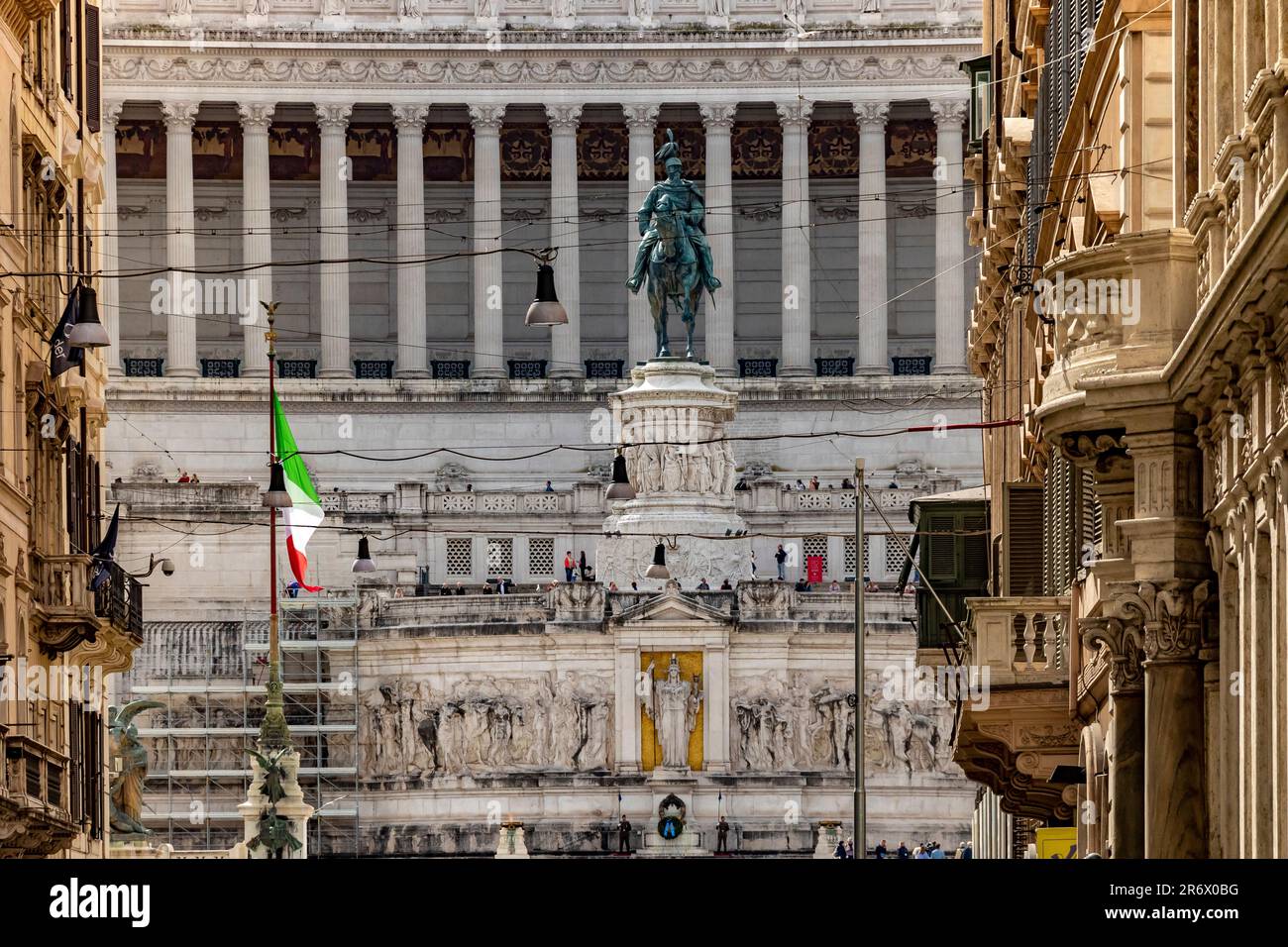 Via del Corso , one of the main streets in Rome,with the Victor ...