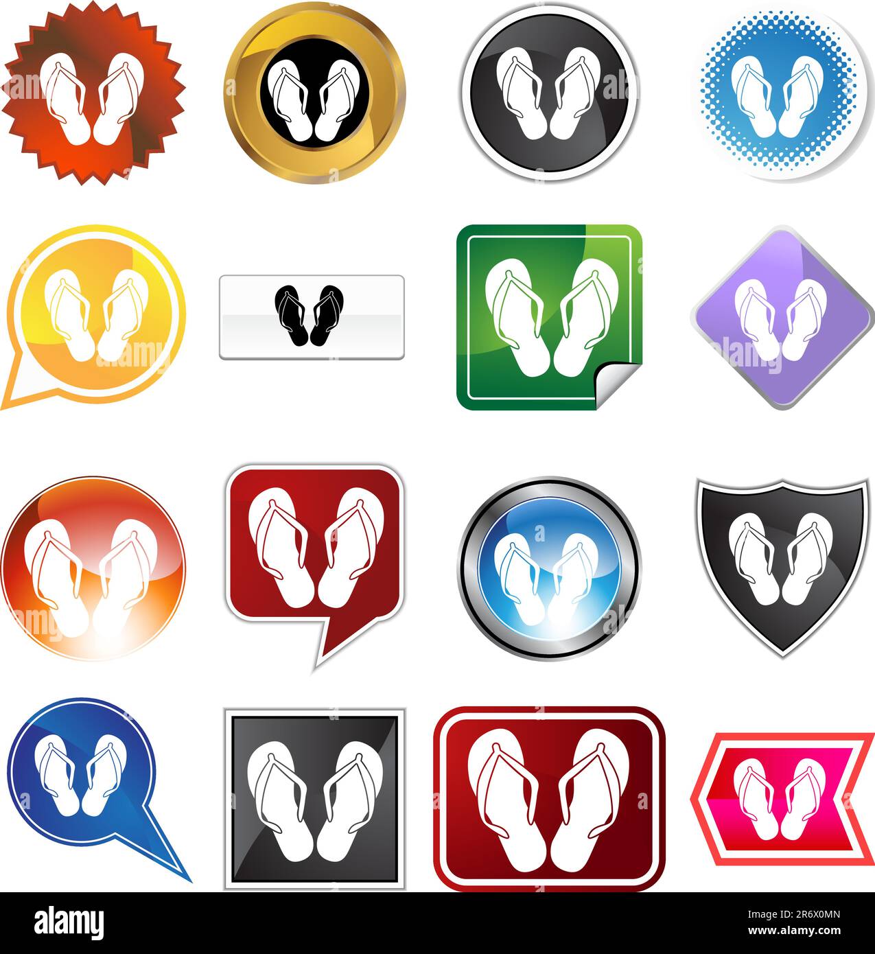 Sandals icon set isolated on a white background Stock Vector Image ...