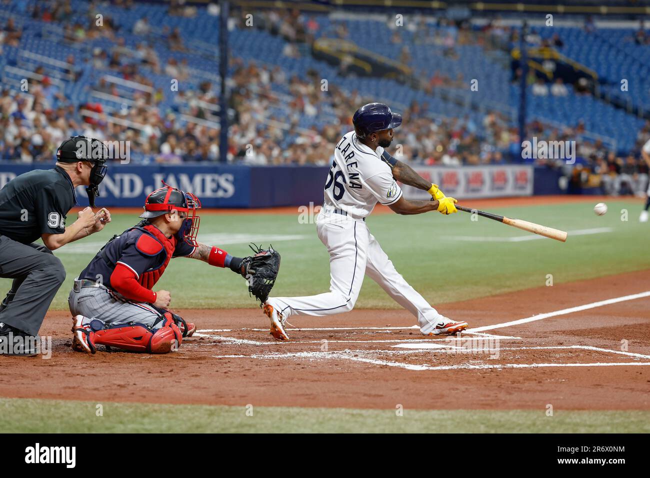 St. Petersburg, FL USA; Tampa Bay Rays left fielder Randy Arozarena (56 ...