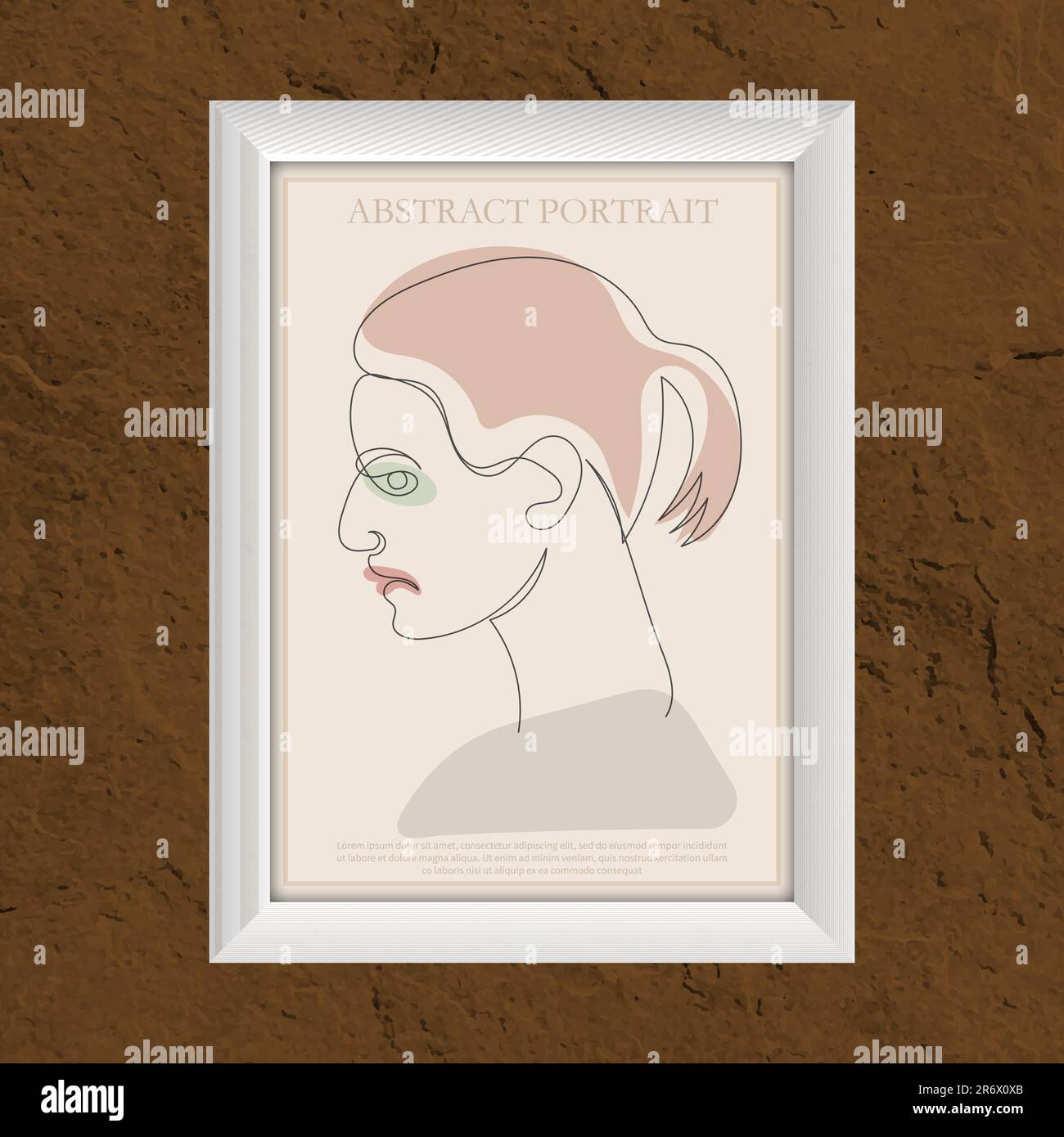 Abstract female portrait with one line in profile. Layout of a painting ...