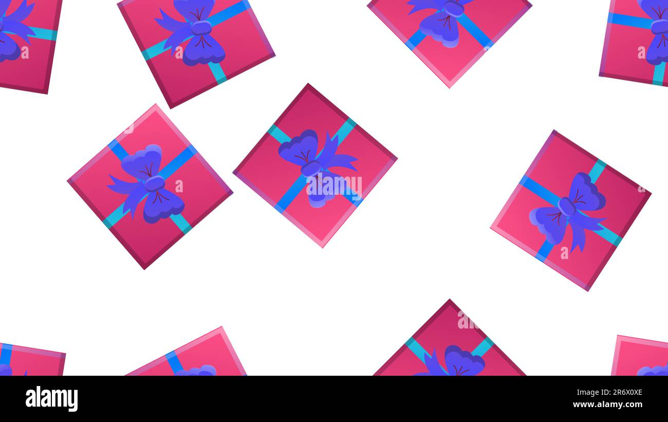 Endless seamless pattern of beautiful festive love joyful gift boxes on ...