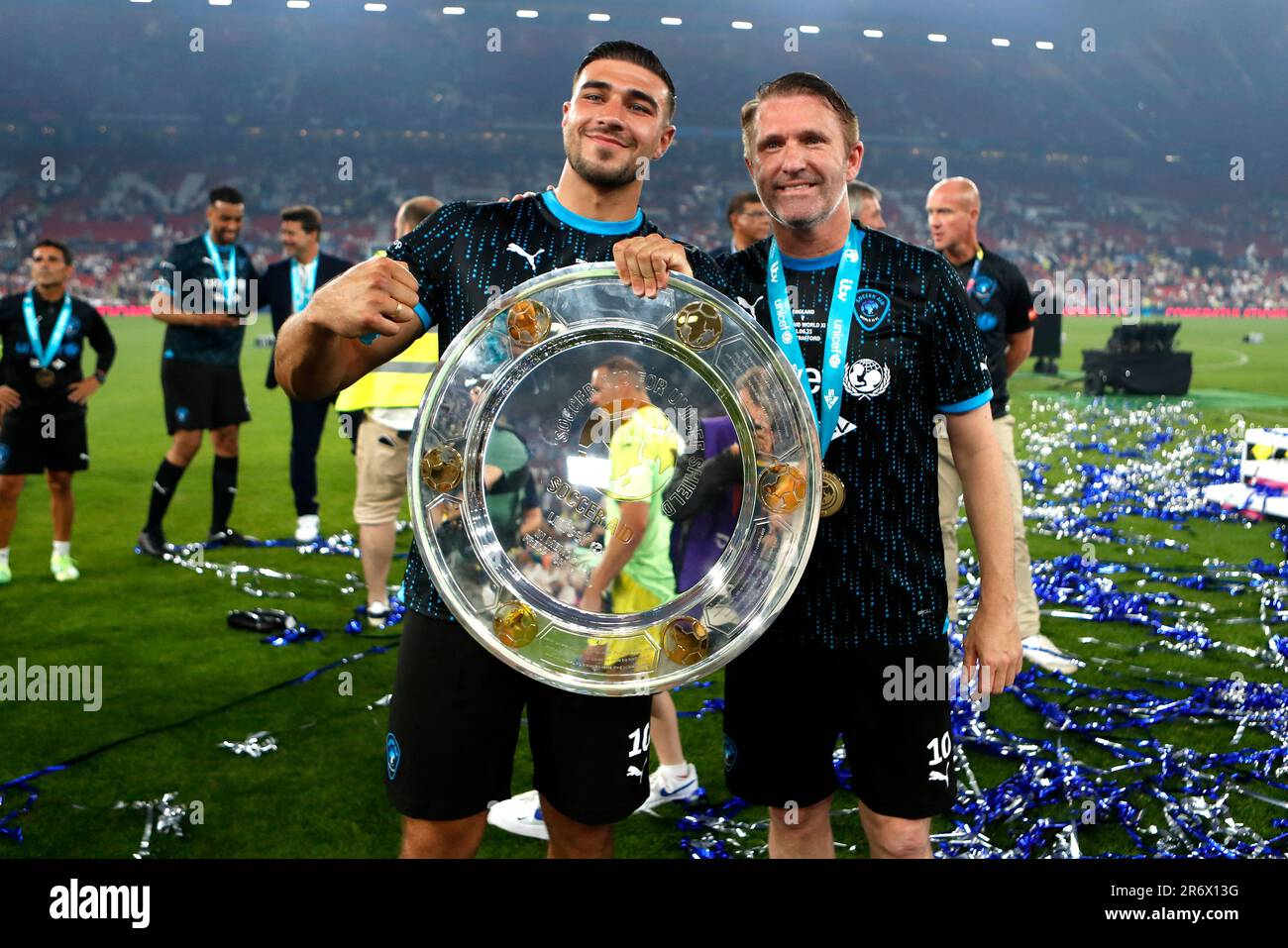 Soccer Aid World XI's Tommy Fury (left) and Robbie Keane with the ...