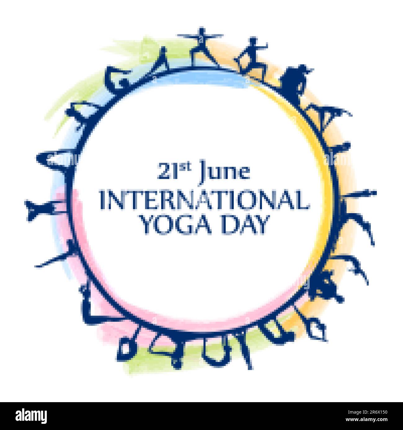 illustration of people doing asana and meditation practice for ...