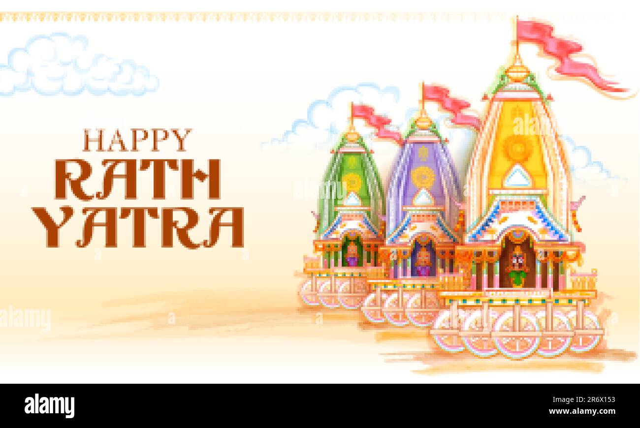 illustration of chariot of Lord Jagannath, Balabhadra and Subhadra on ...