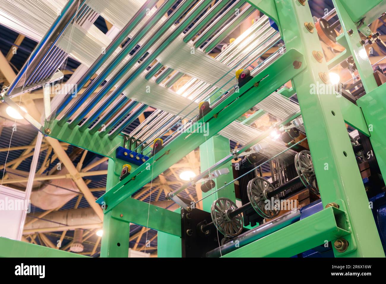 synthetic textile thread, thread at industrial weaving manufacturing ...