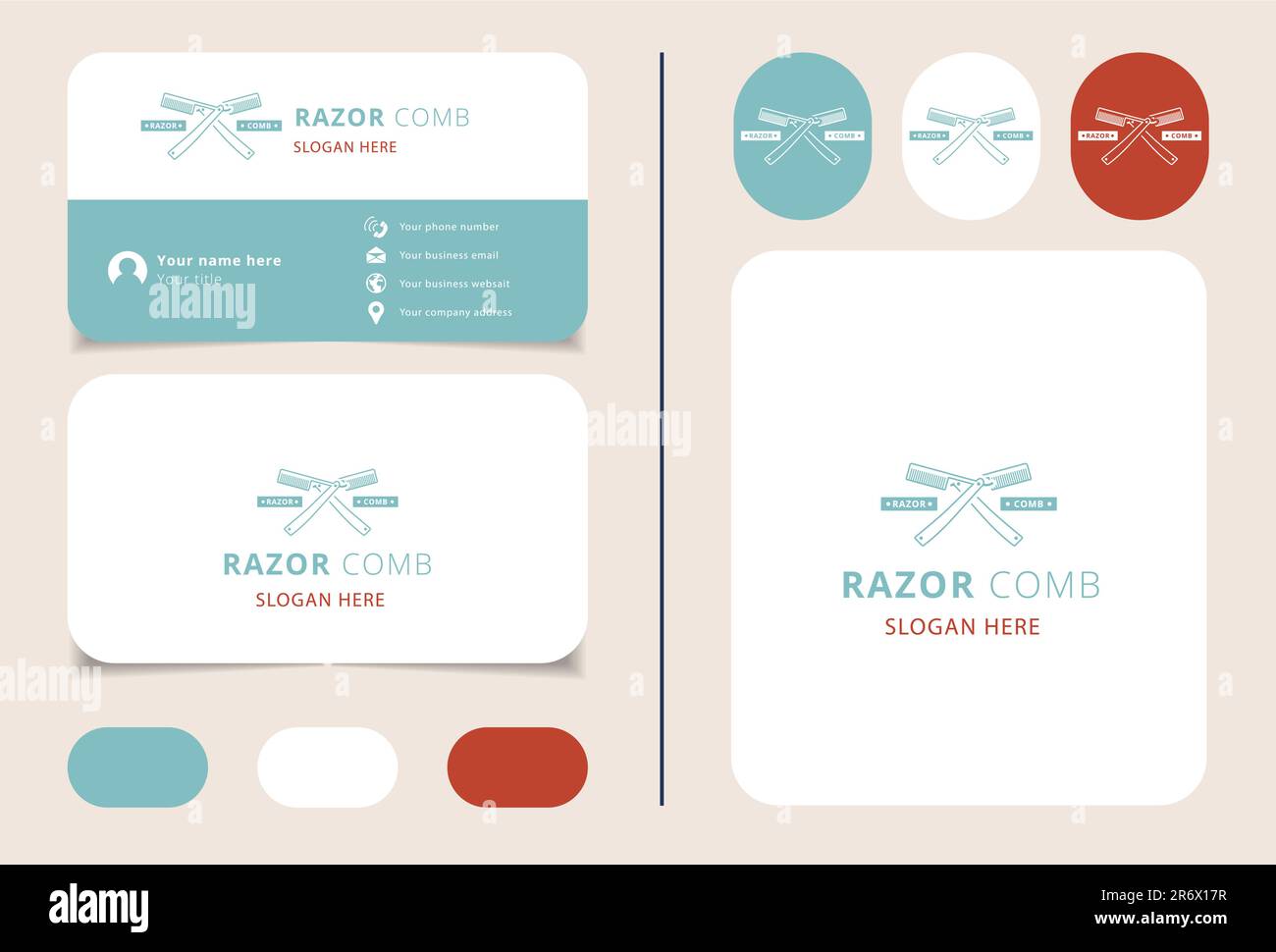 Razor comb logo design with editable slogan. Branding book and business ...