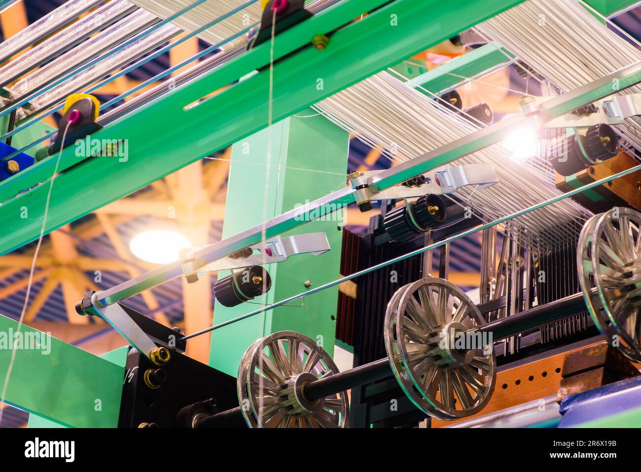 synthetic textile thread, thread at industrial weaving manufacturing ...