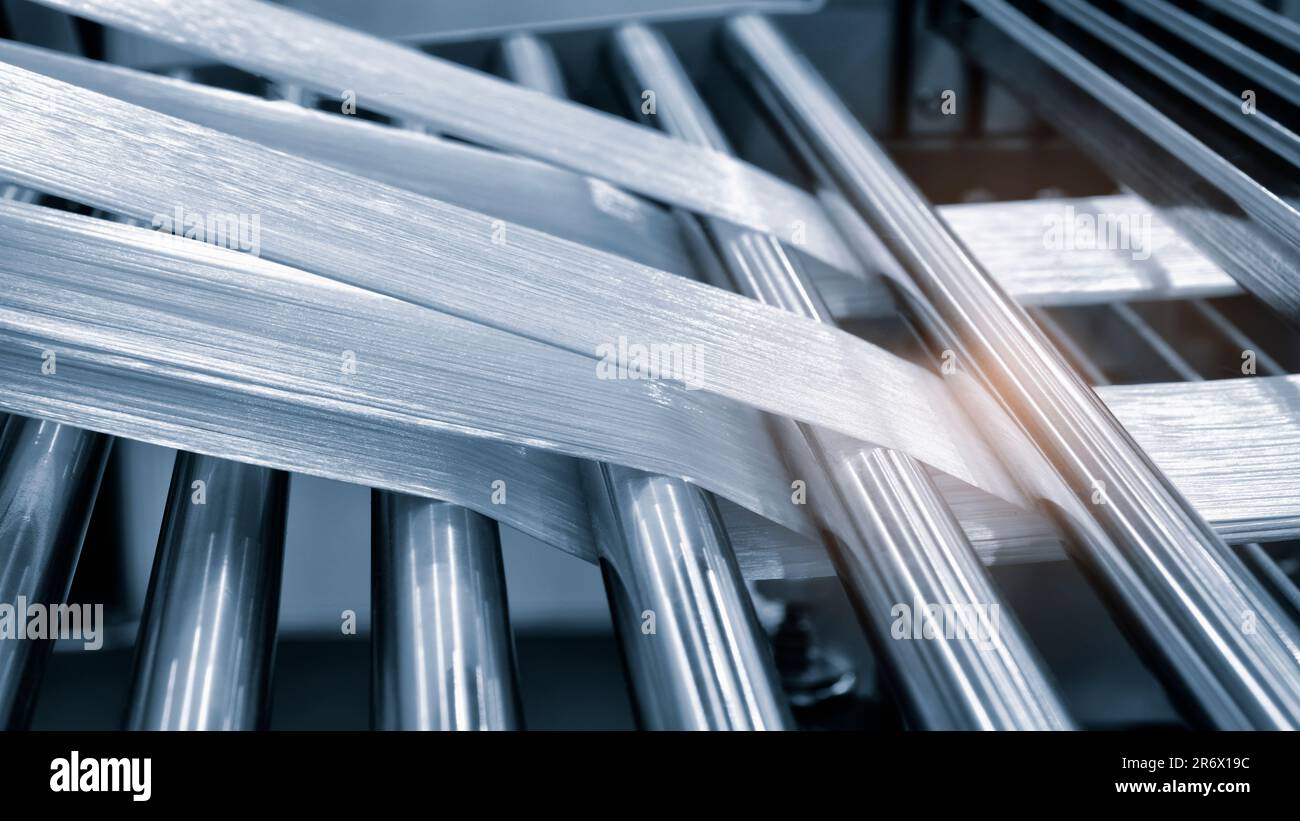 synthetic textile thread, thread at industrial weaving manufacturing ...