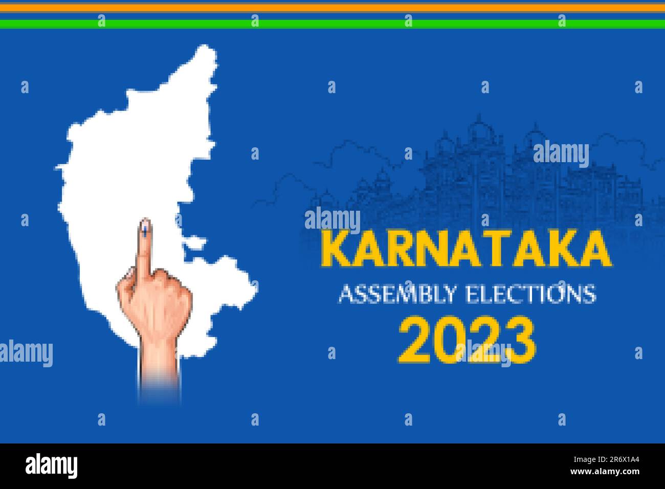 illustration of different people showing voting finger for Karnataka ...