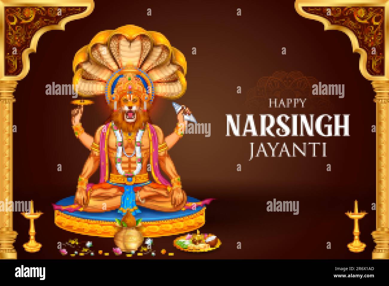 illustration of Lord Narasimha the fourth avatar of the Hindu god ...