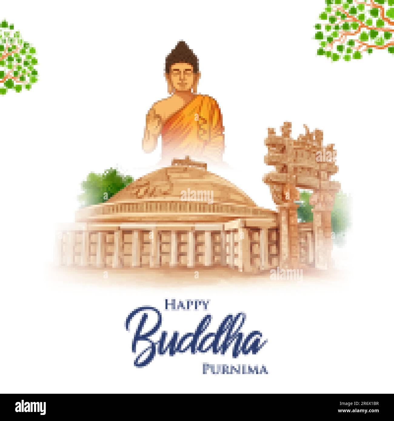 illustration of Lord Buddha in meditation for Buddhist festival Happy ...