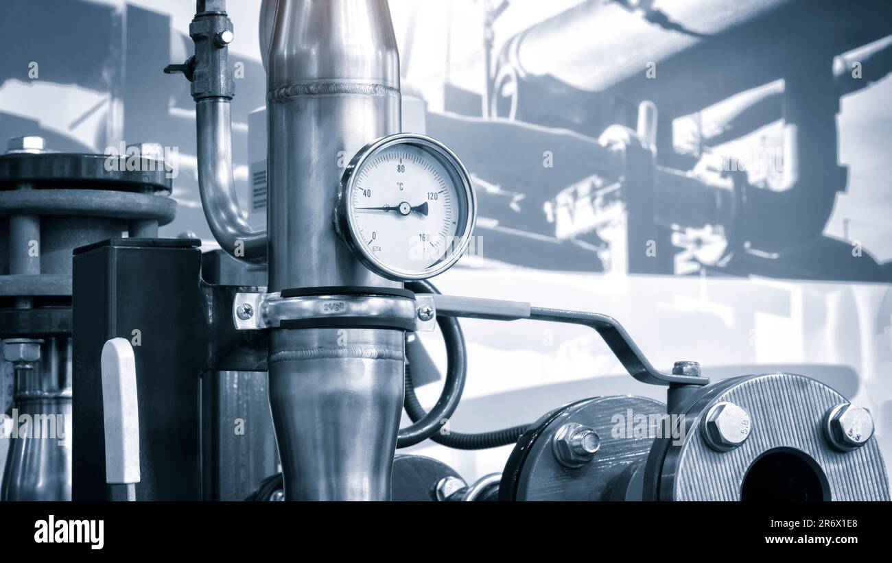 Industrial concept. equipment of the boiler-house, - valves, tubes ...