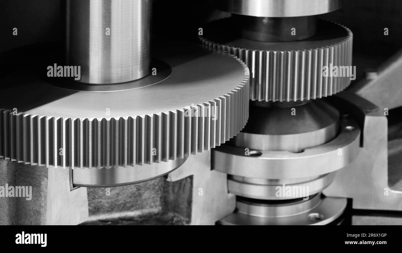 Gears of transmission gearbox, industrial background Stock Photo - Alamy