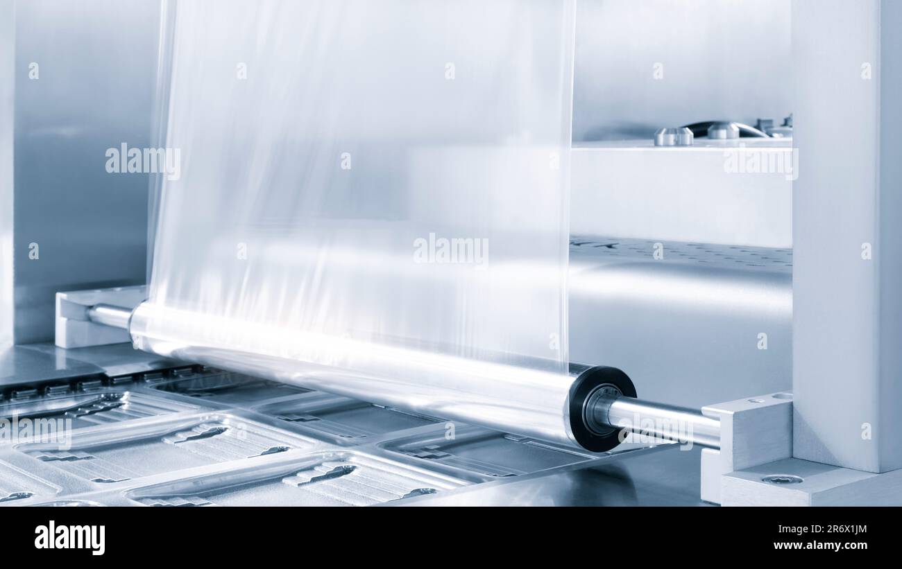 Automatic industrial machine for plastic packaging with light effect of ...