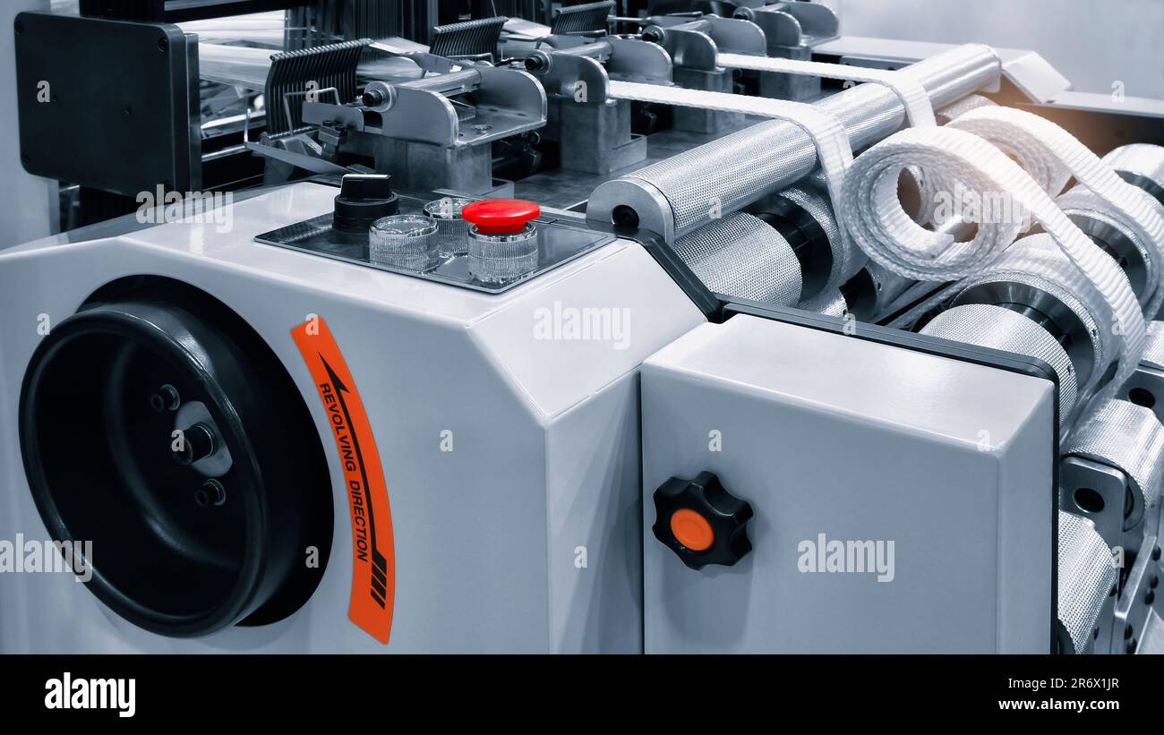 synthetic textile thread, thread at industrial weaving manufacturing ...