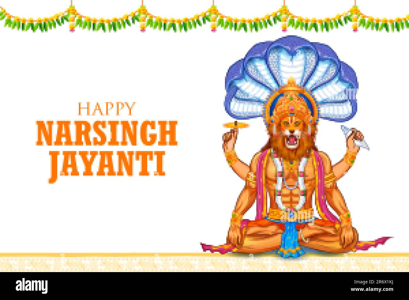 illustration of Lord Narasimha the fourth avatar of the Hindu god ...
