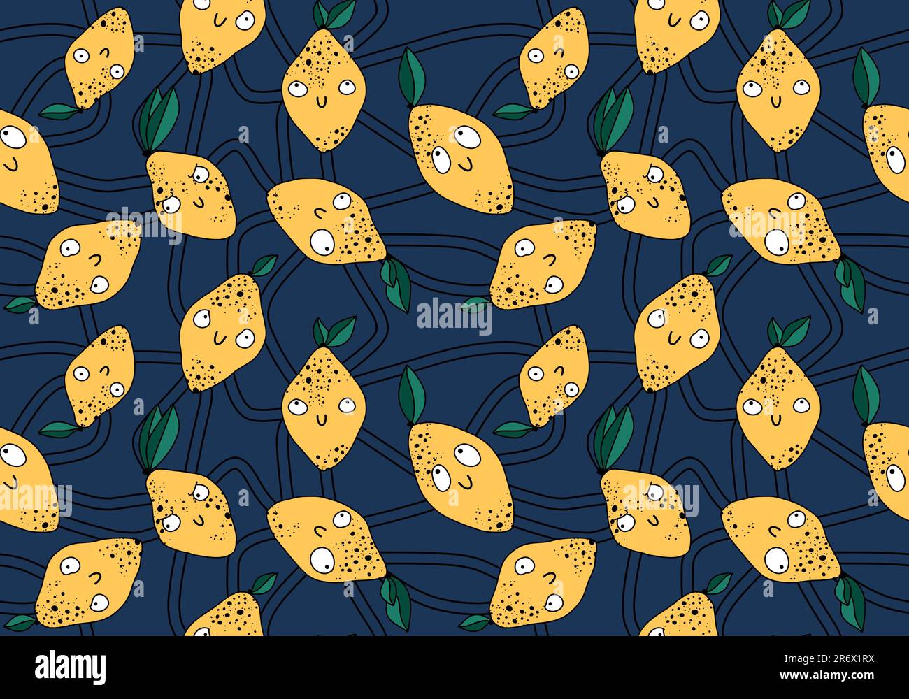 Summer cartoon fruit seamless monster lemon pattern for wrapping paper ...