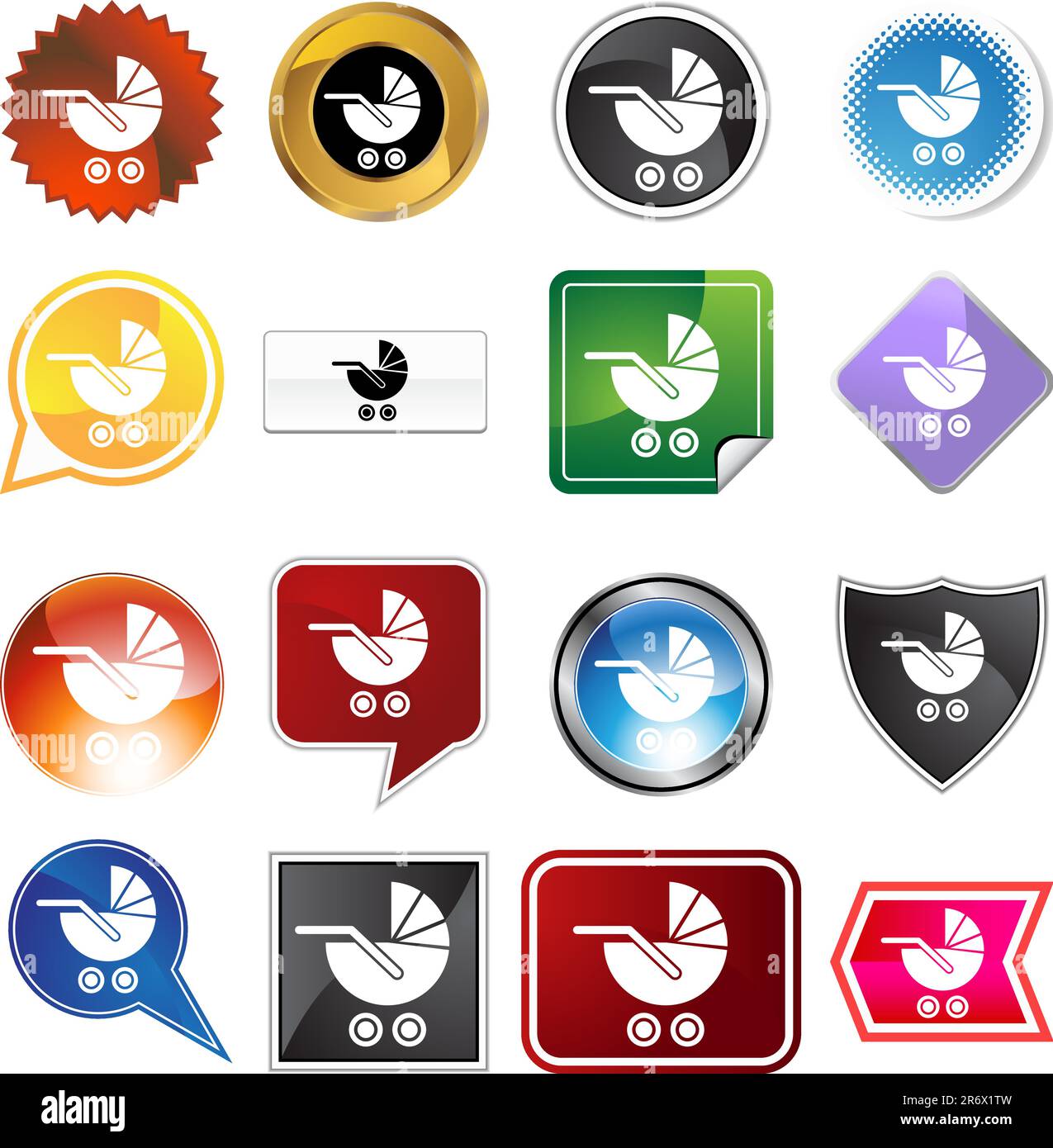 Stroller icon set isolated on a white background Stock Vector Image ...