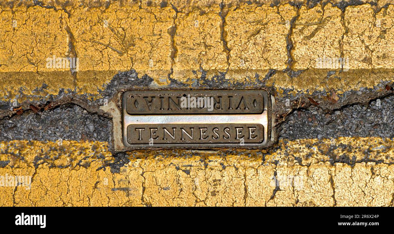 A metal marker embedded in the middle of State Street in Bristol ...