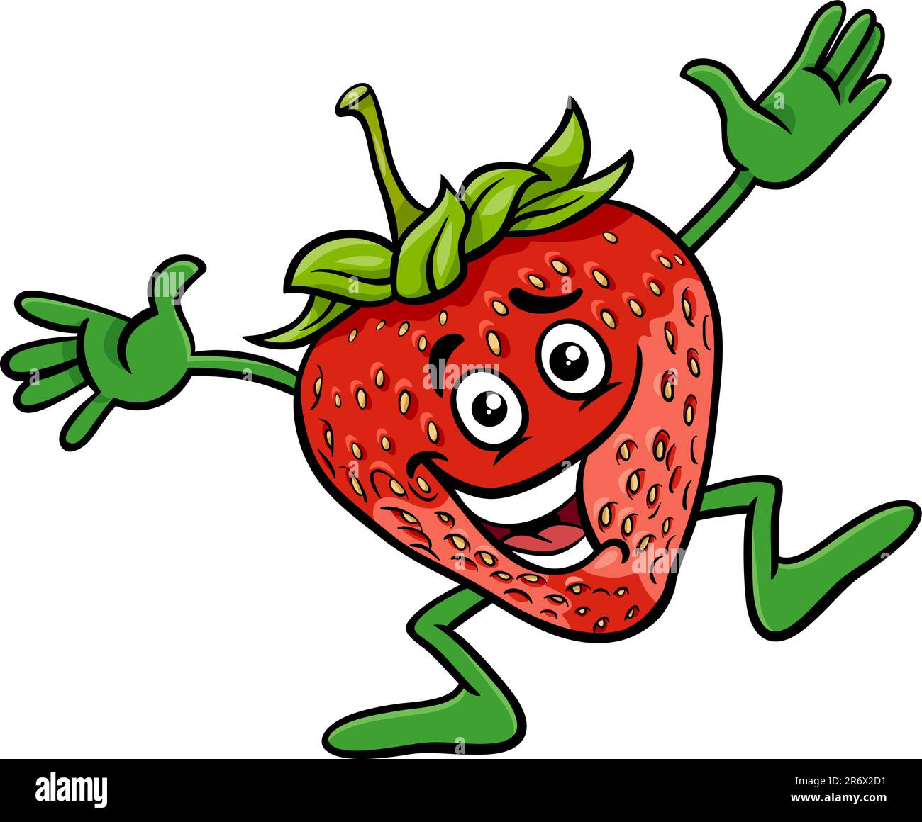 Cartoon illustration of happy strawberry fruit comic character Stock ...
