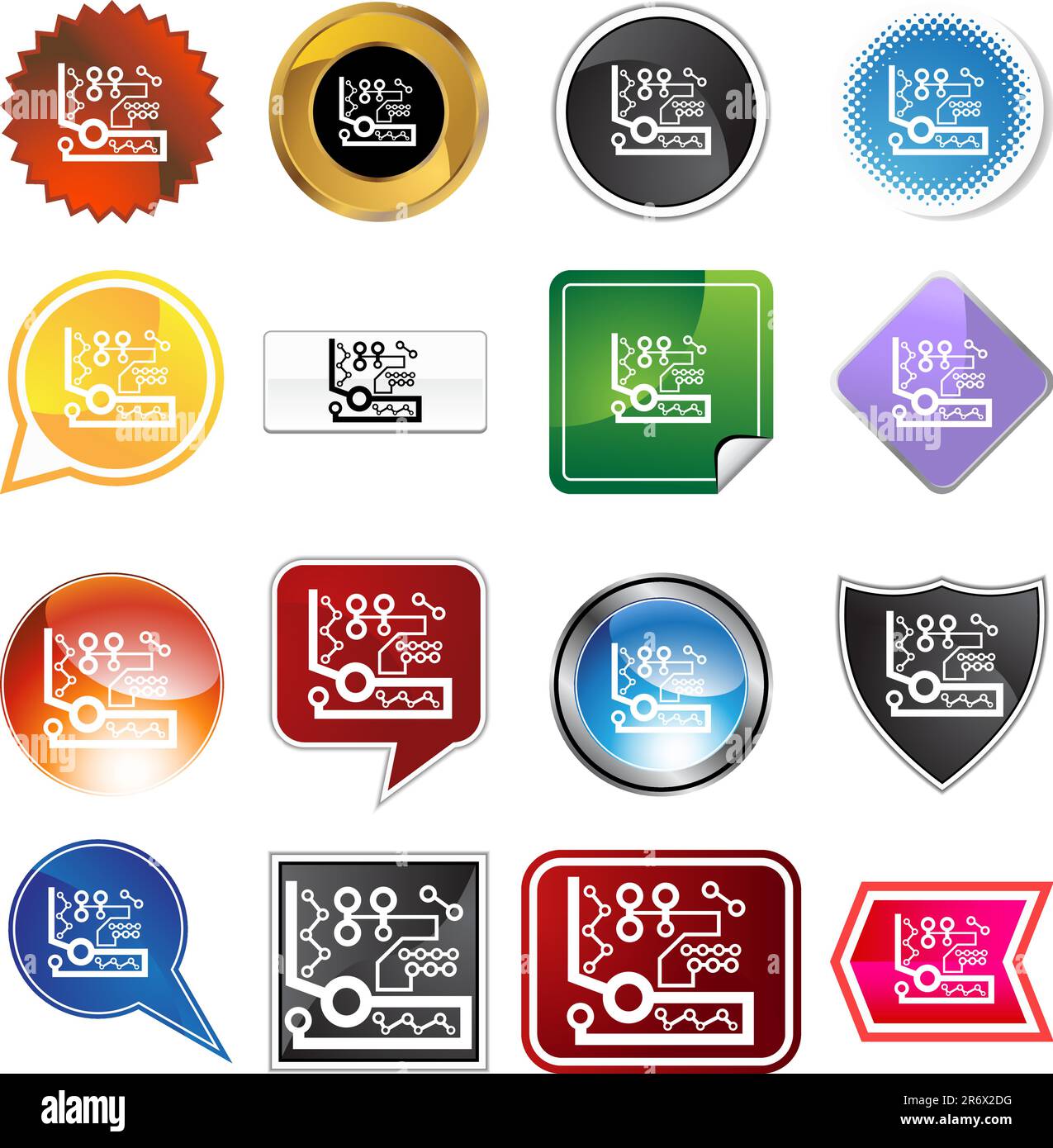 Microprocessor icon set isolated on a white background Stock Vector ...