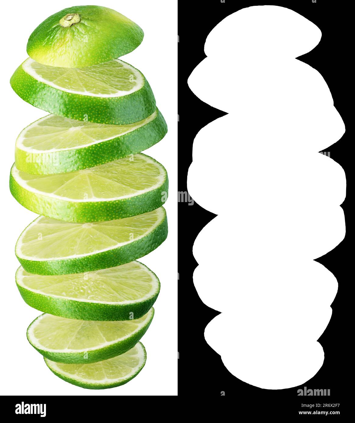 Sliced lime citrus fruit isolated on white background. Lime slices with ...