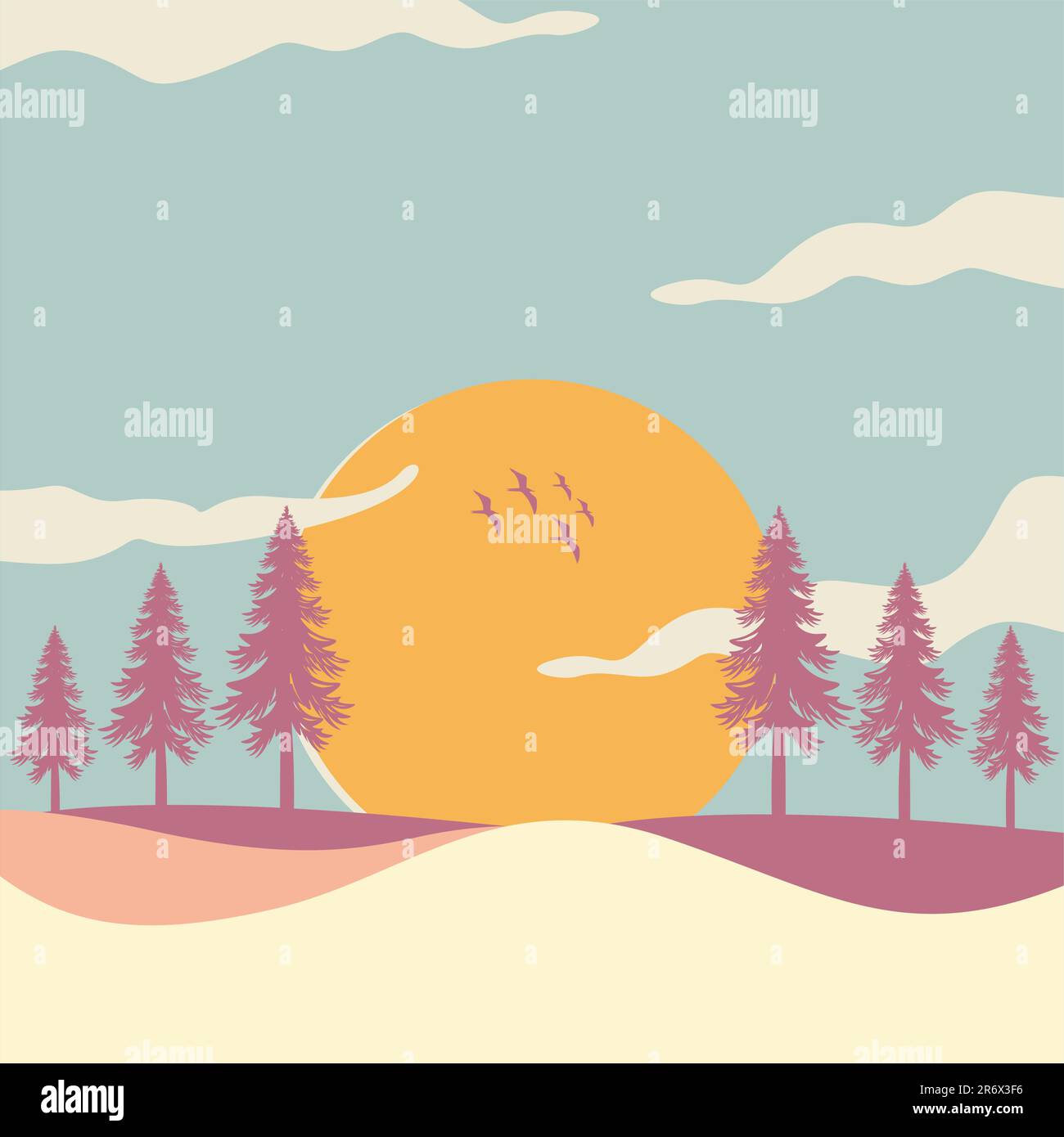 pine trees landscape background design vector illustration Stock Vector ...
