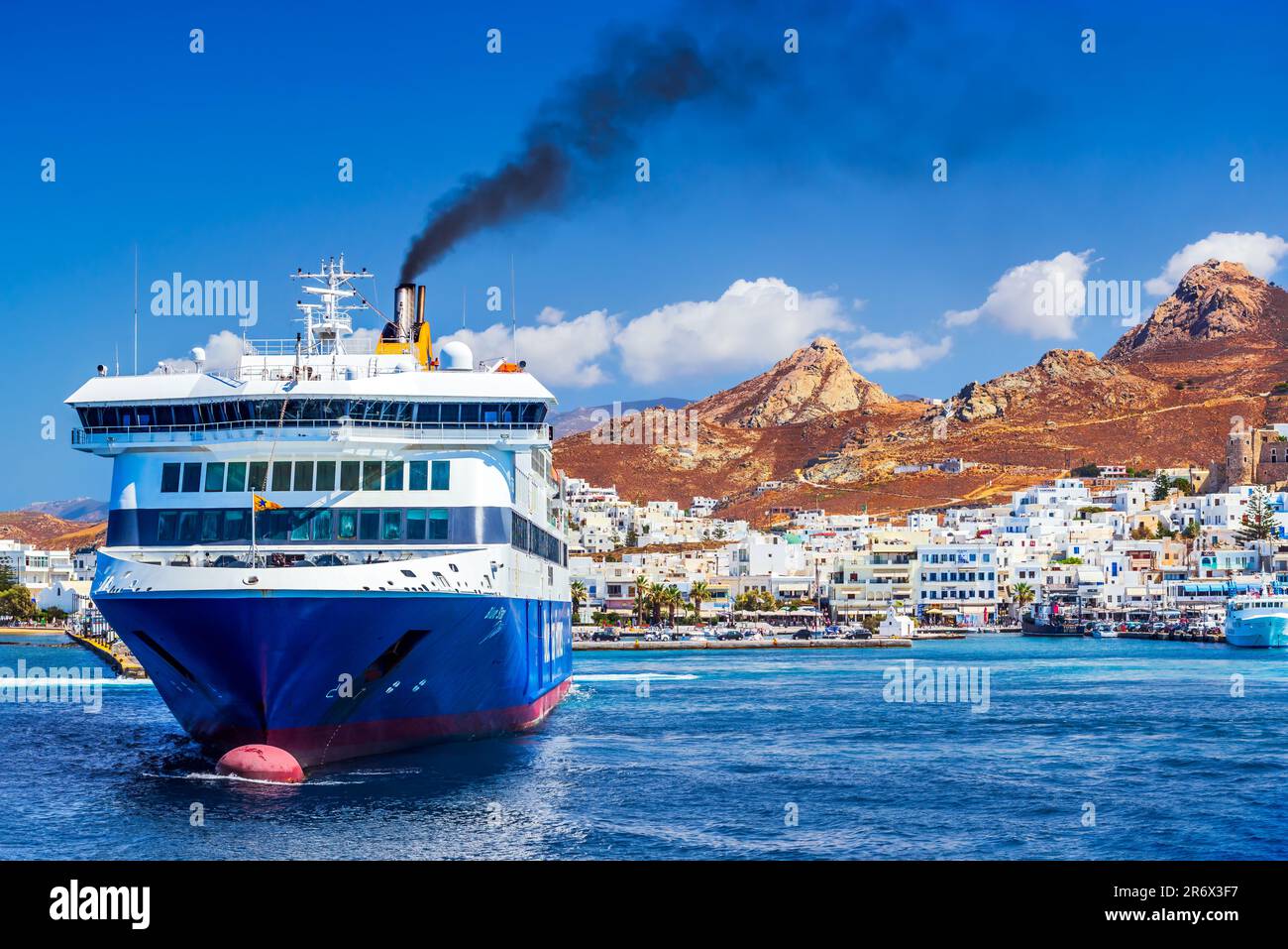 Naxos, Greece - September 2017: Greek beautiful cruise liner “Blue Star ...