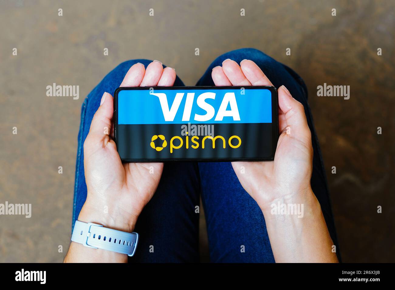 In this photo illustration, the Visa Inc. and Pismo logo is displayed ...