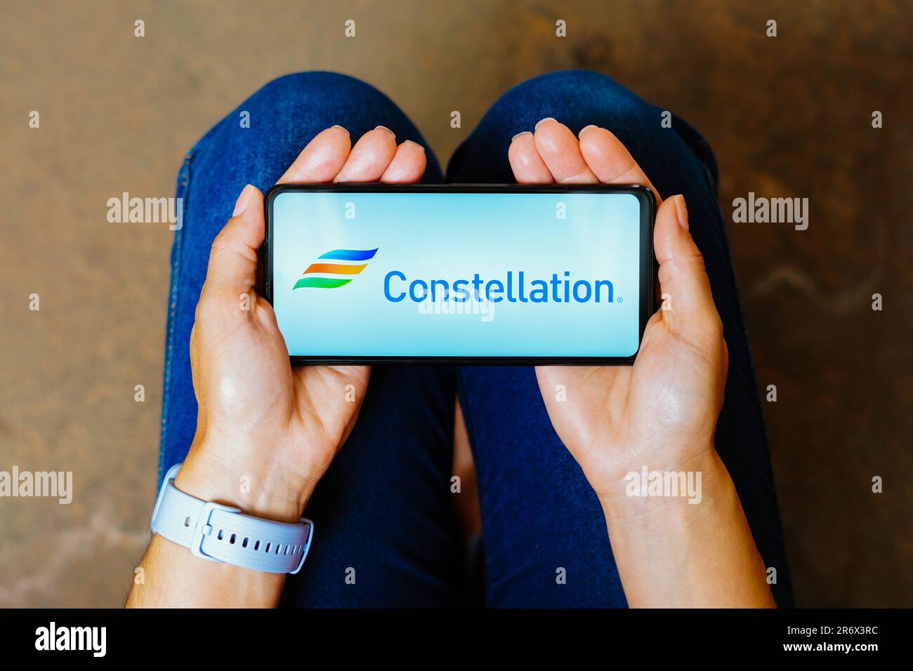In this photo illustration, the Constellation Energy Corporation logo ...