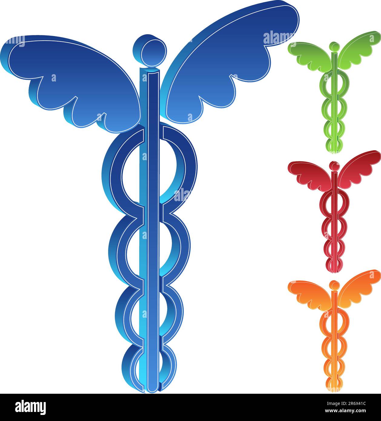 Set of 4 3D caduceus icons in assorted colors Stock Vector Image & Art ...