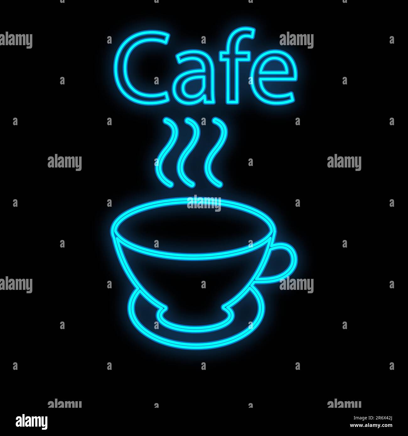 Bright luminous blue neon sign for cafe bar restaurant pub beautiful ...