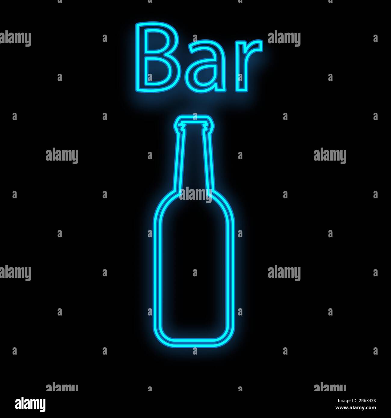 Bright luminous blue neon sign for cafe restaurant bar beautiful shiny ...