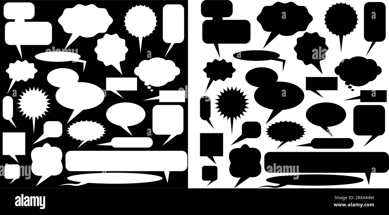 Set of multiple chat icons - black and white Stock Vector Image & Art ...
