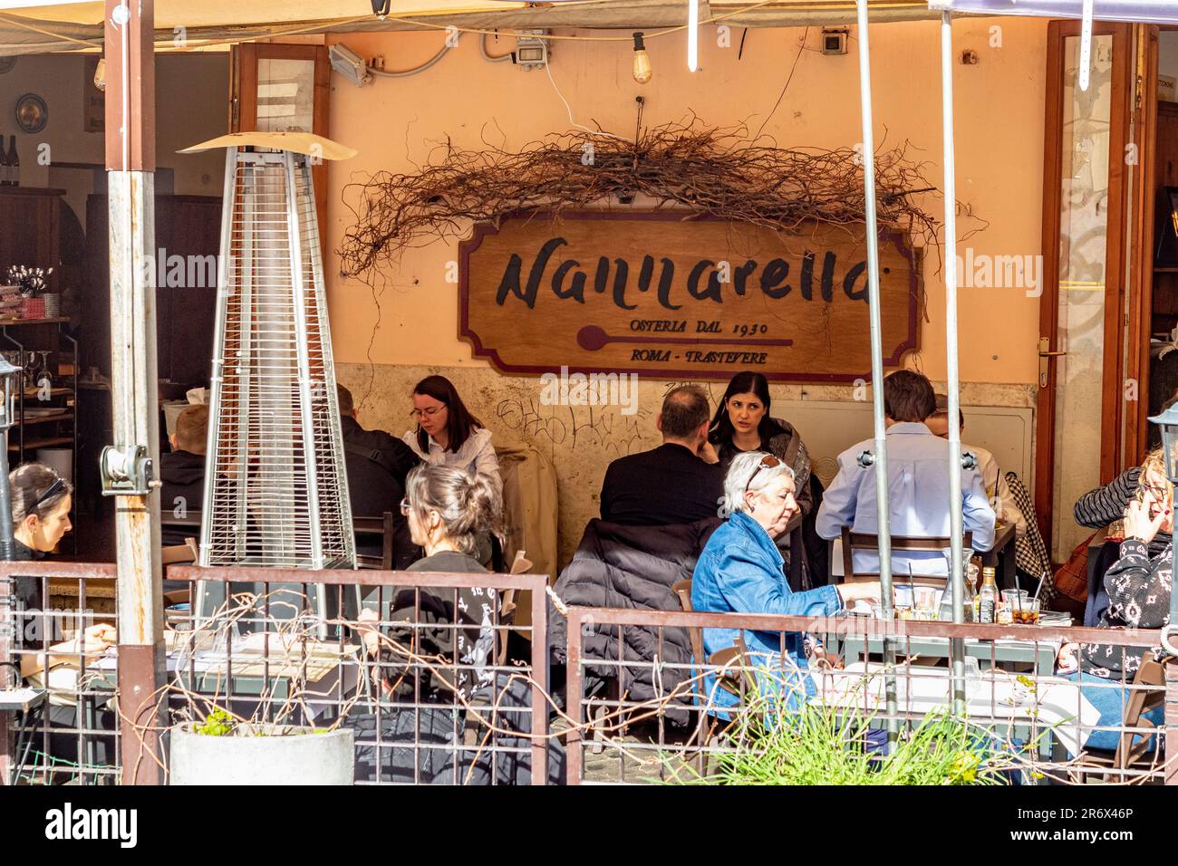 People dining at Nannarella a restaurant / Osteria in the Trastevere ...