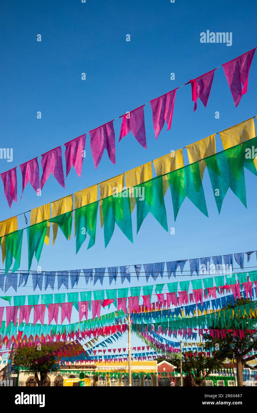 colorful flags during the june festival in northeast, brazil Stock ...