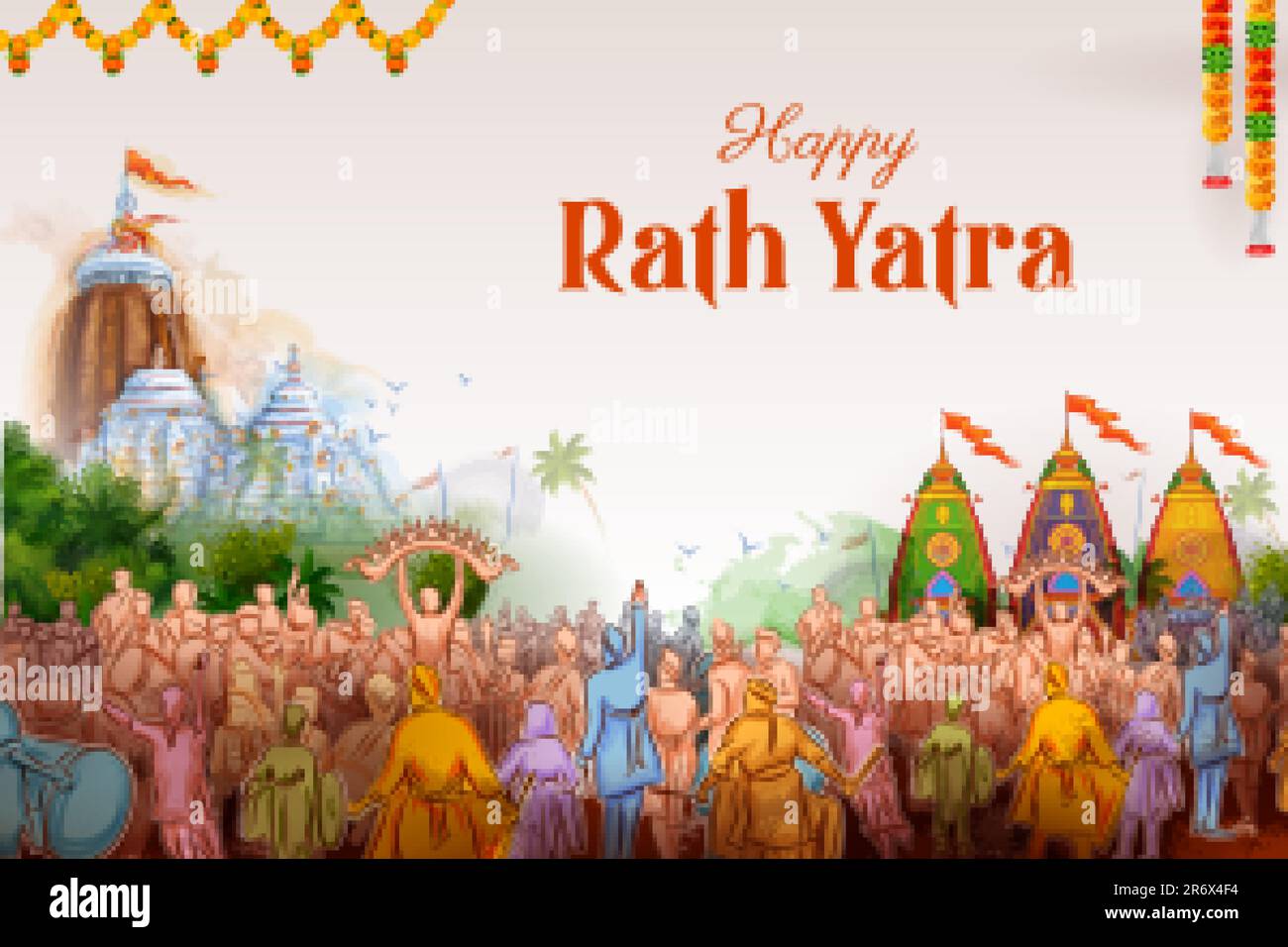 illustration of chariot of Lord Jagannath, Balabhadra and Subhadra on ...