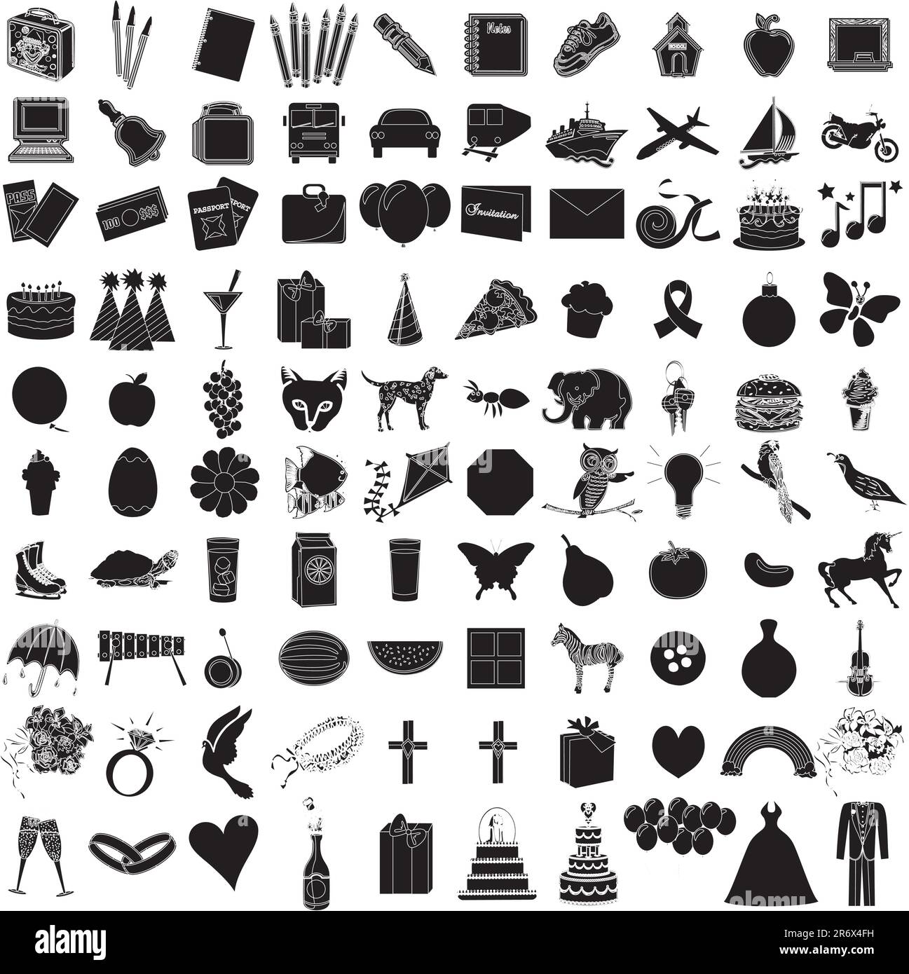 Vector Illustration of 100 Icon Objects with outlines. Everything from ...
