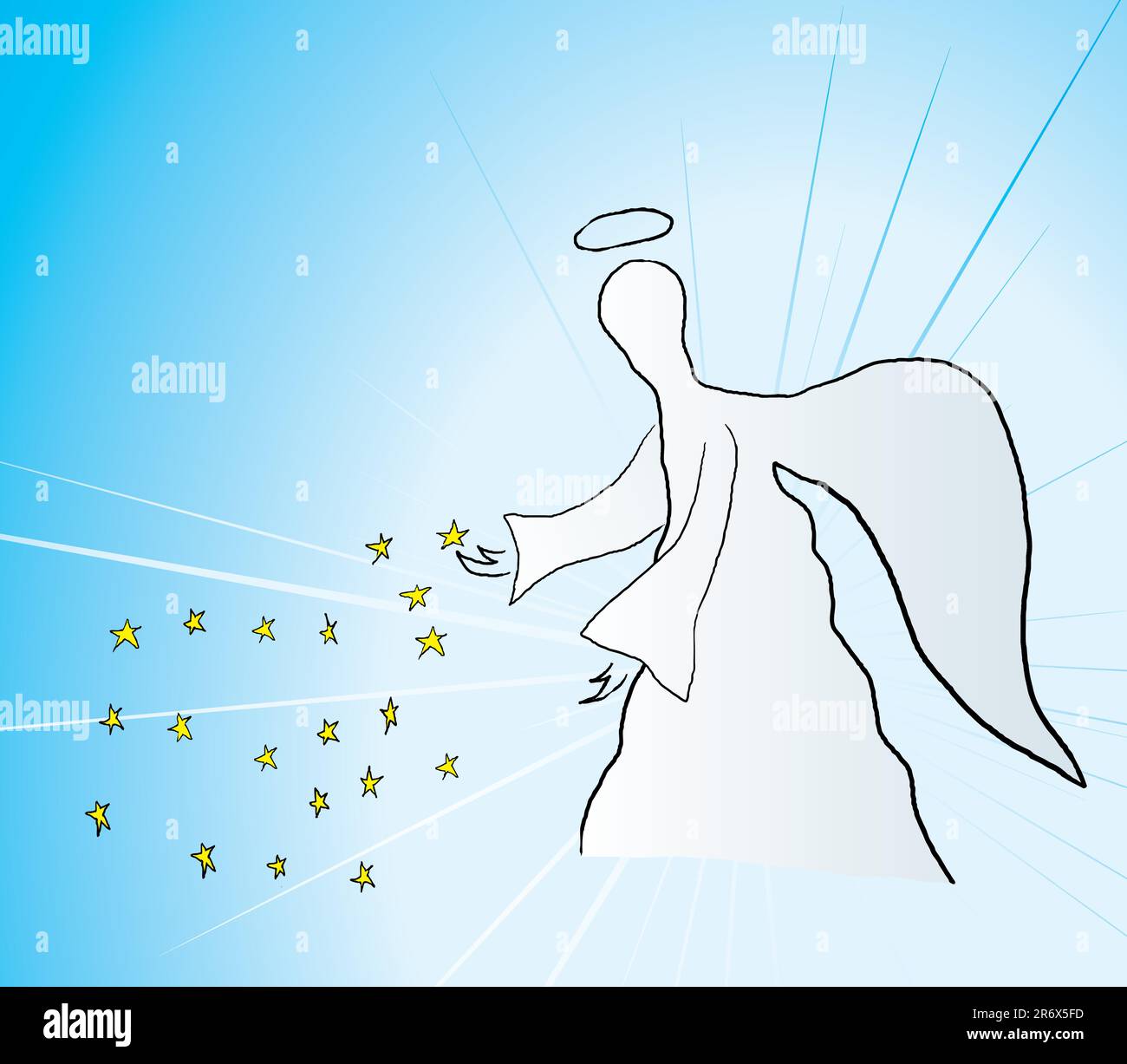 Vector illustration of blessing angel with stars Stock Vector Image ...