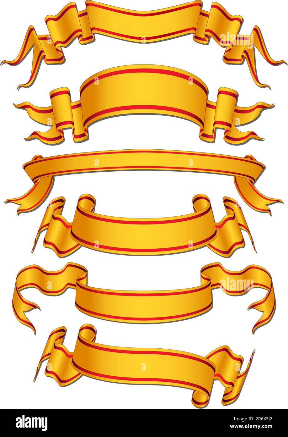 Yellow ribbons set isolated over white background Stock Vector Image ...