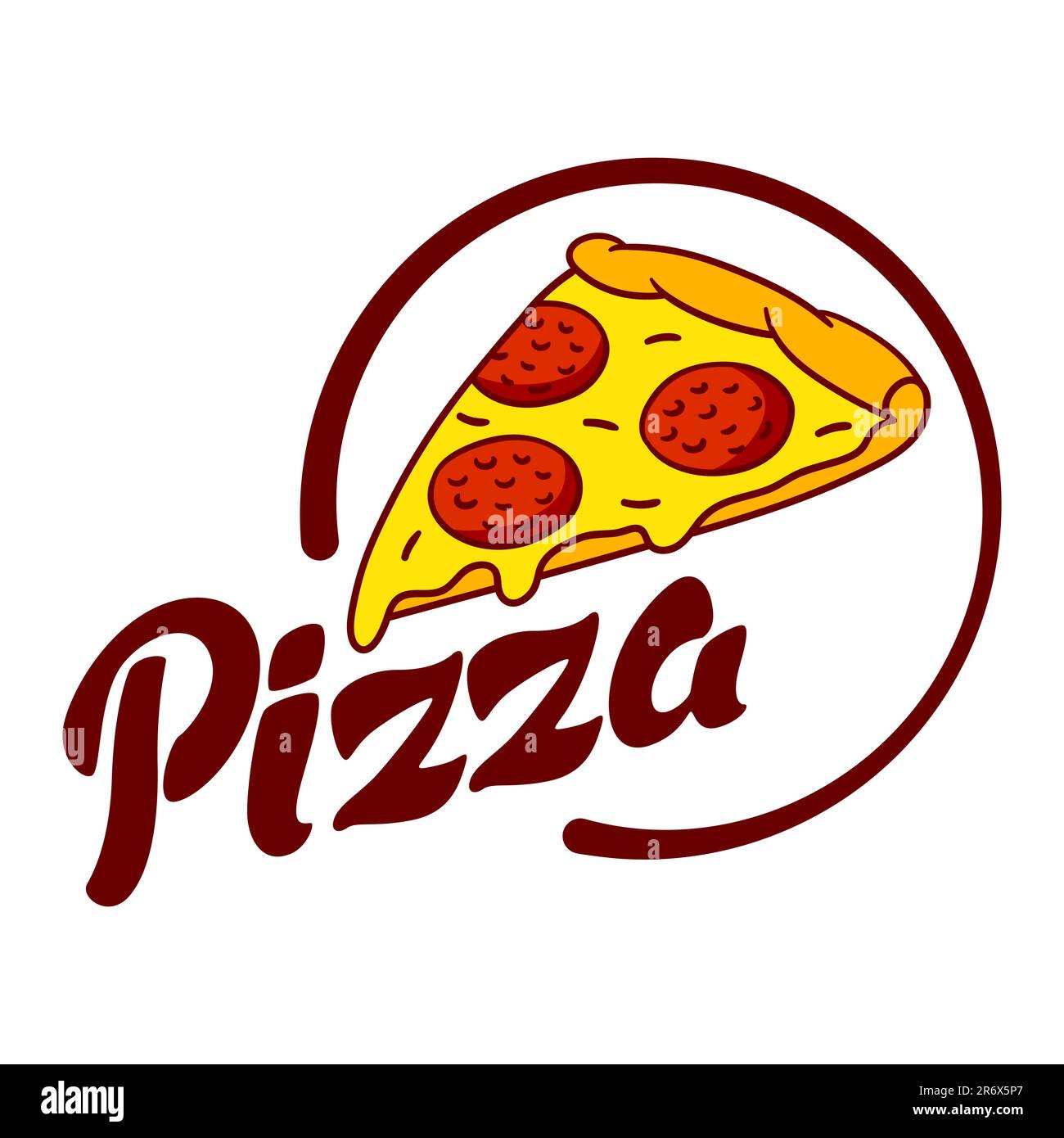 Tasty Italian pizza slice emblem. Delicious fast food meal ...