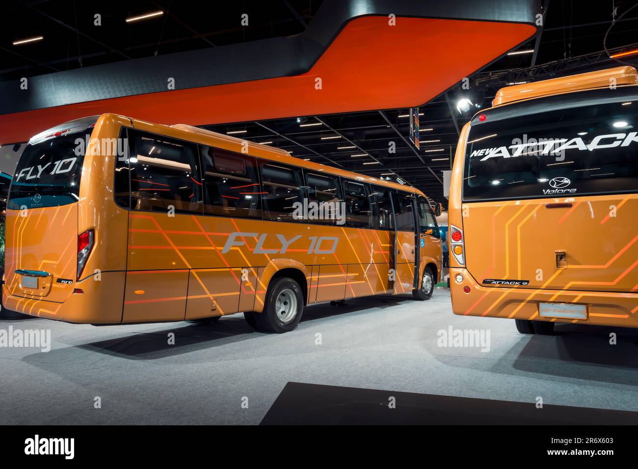 Bus vehicle Volare Fly 10 on display at the LAT.BUS 2022 show, held in ...