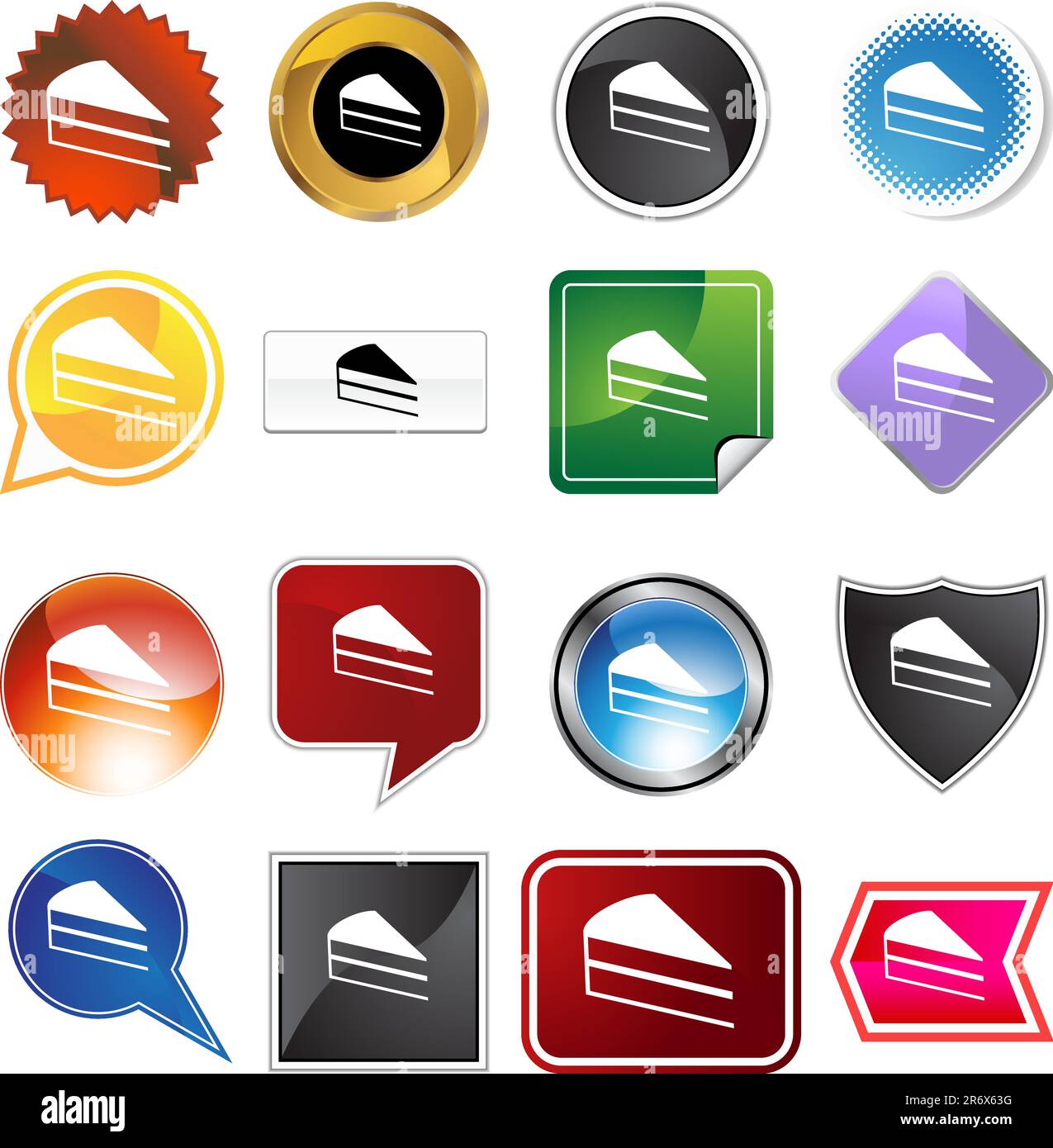 Cake slice icon set isolated on a white background Stock Vector Image ...