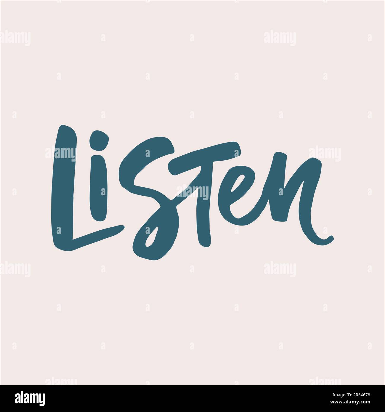 Listen - handwritten with a paintbrush word. Modern calligraphy ...