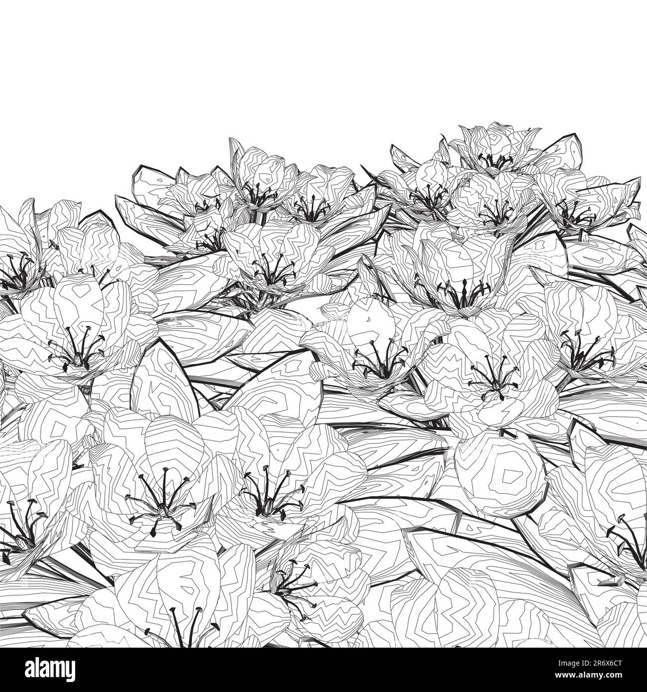 Contour Grass with herbs and wild flowers. Vector isolated silhouette ...