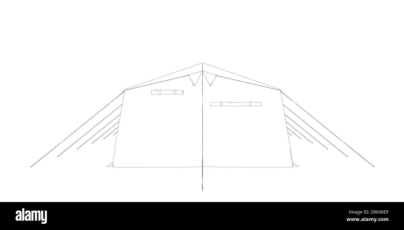 Linear black white tent. Vector illustration isolated on white ...
