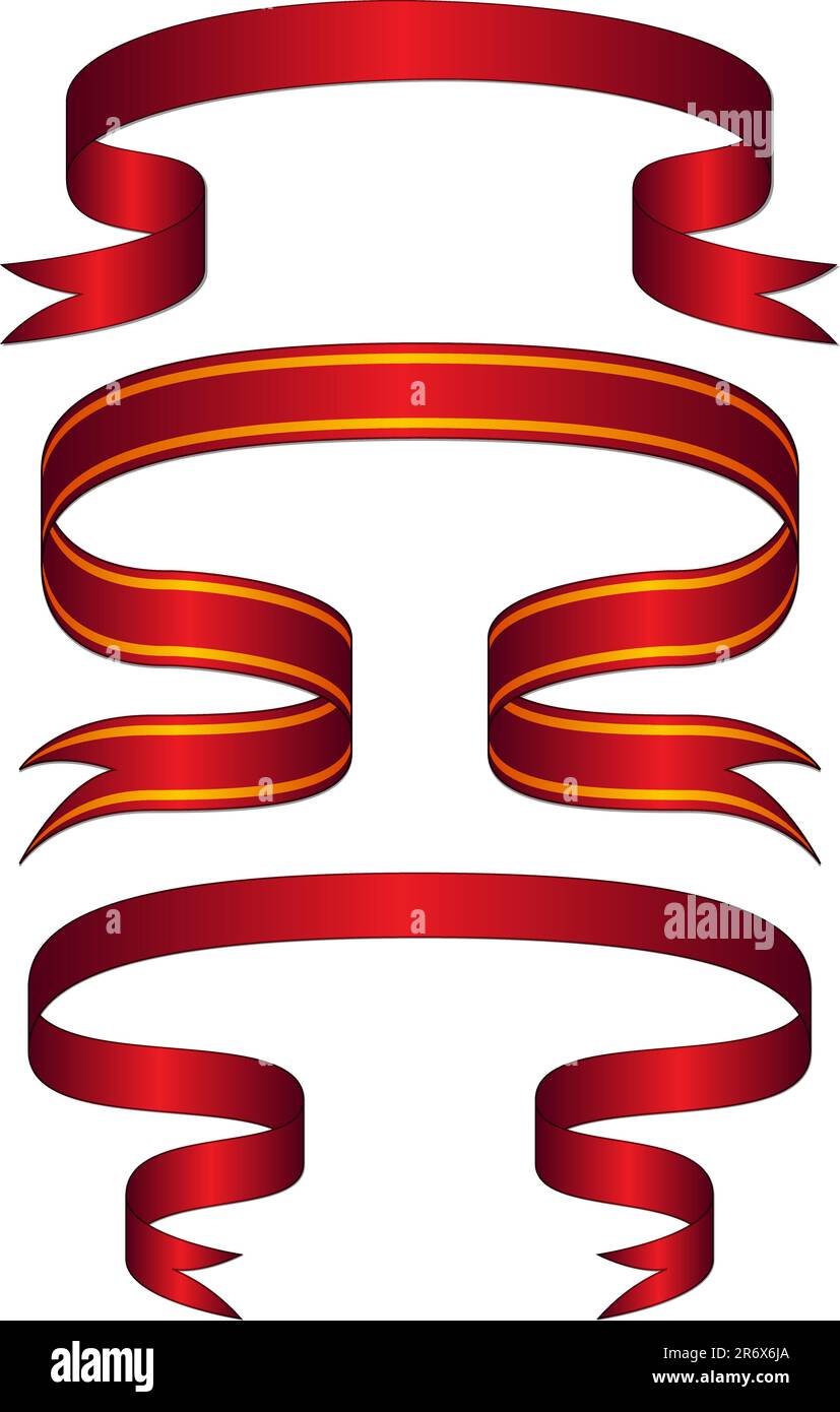 Three red glossy ribbons over white background Stock Vector Image & Art ...